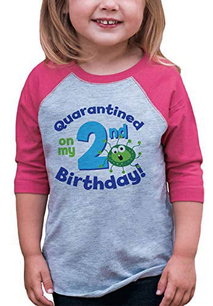 7 ate 9 Apparel Girls Two Birthday Quarantine Germ Pink Raglan ...