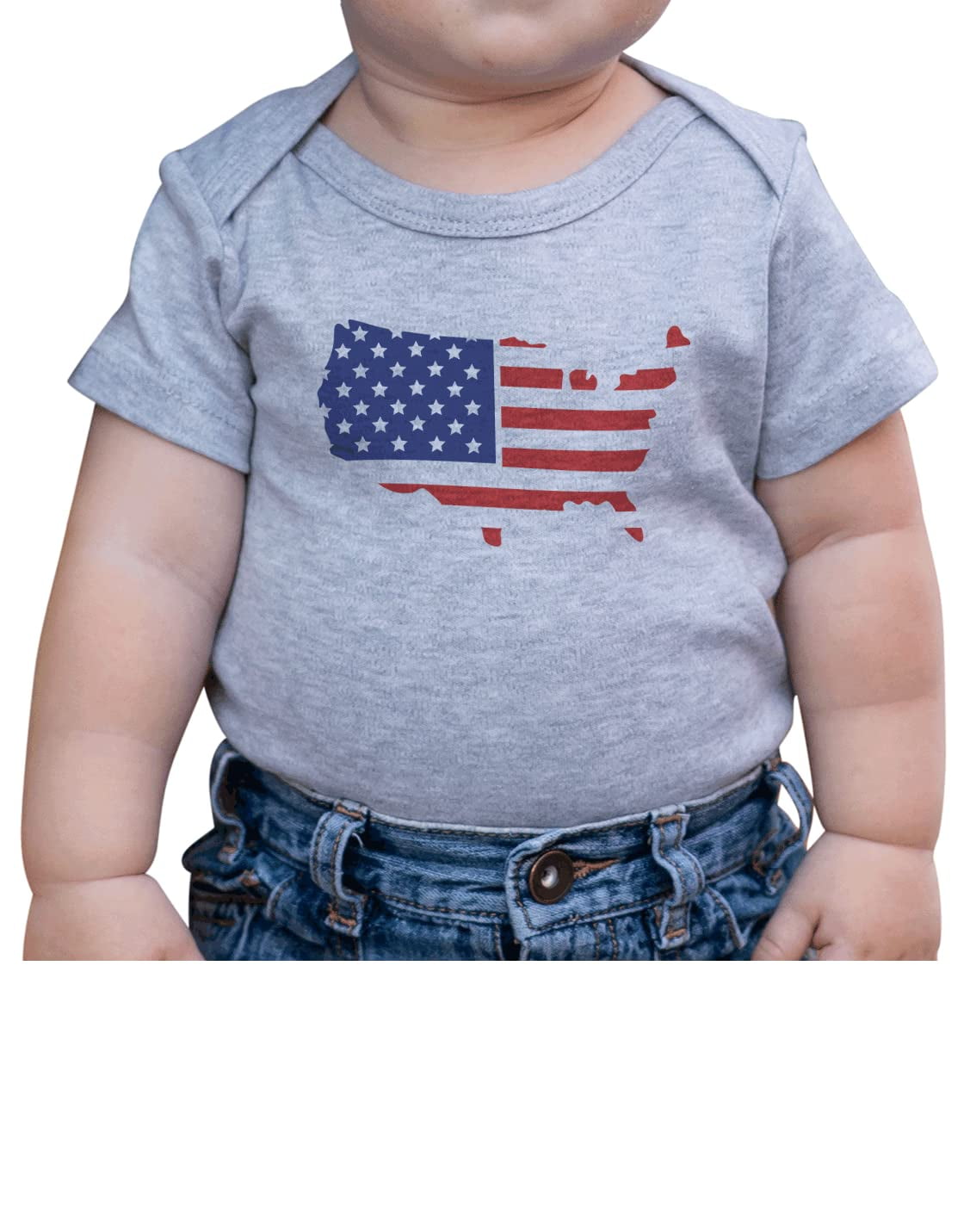 7 ate 9 Apparel Kids Patriotic 4th of July Outfit - USA Flag Map Grey ...