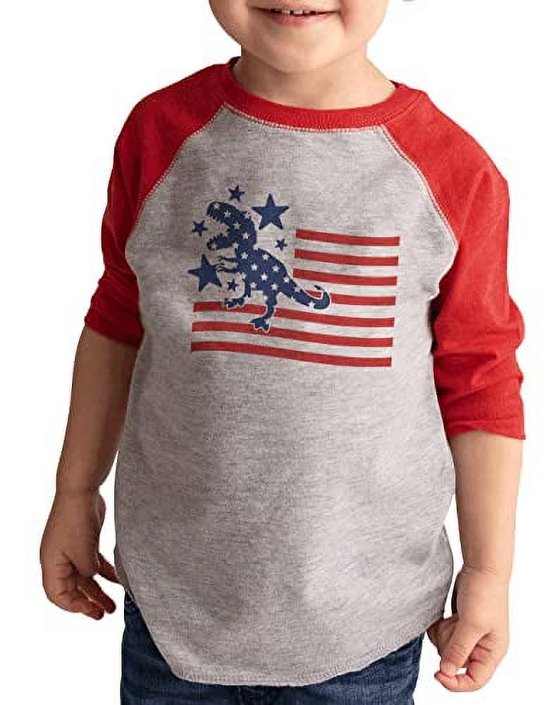 7 ate 9 Apparel Kids Patriotic 4th of July Shirt - Dinosaur Flag Dino ...