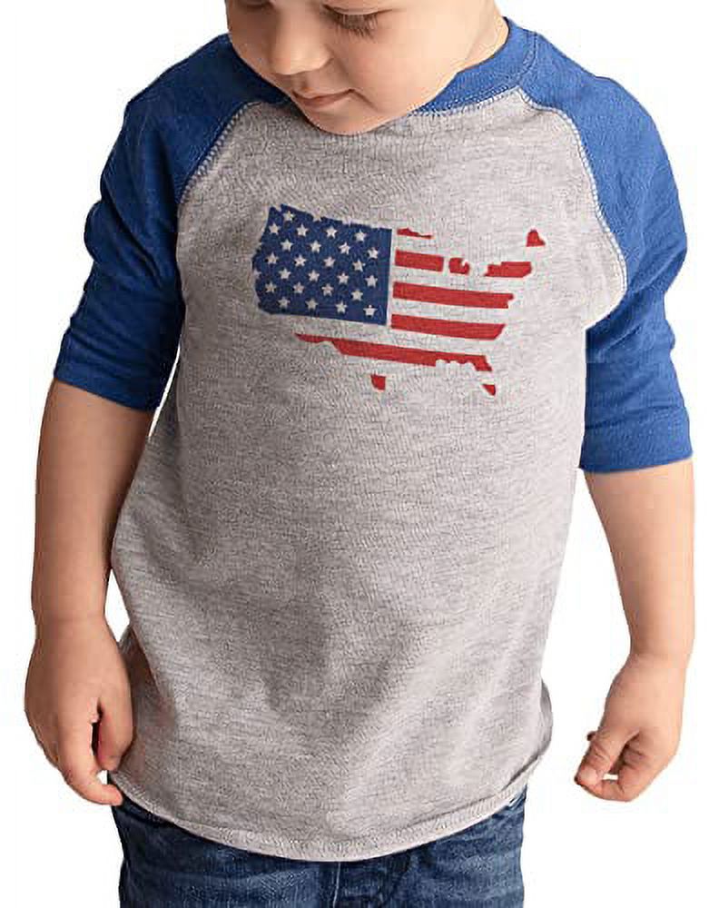 7 ate 9 Apparel Kids Patriotic 4th of July Shirt - USA Flag Map Blue ...