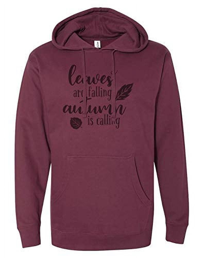 7 ate 9 Apparel Unisex Adult Autumn Leaves are Falling Hoodie Maroon ...
