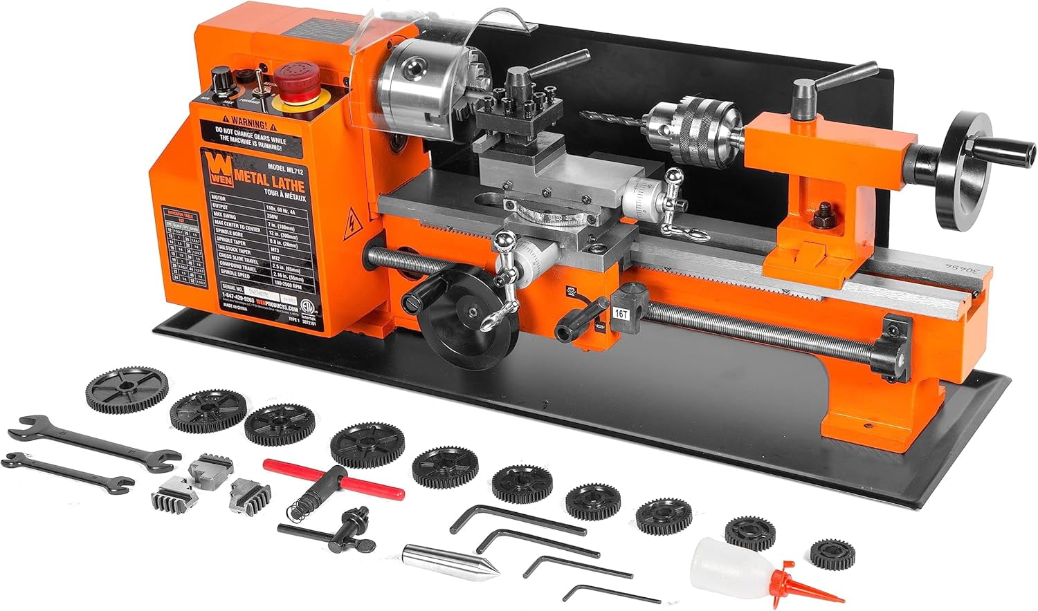 7-by 12-Inch Benchtop Metal Lathe, Variable Speed, Two Direction (ML712 ...