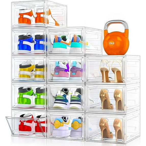 7 code Large Clear Shoe Boxes Organizer【Thicker Material】 Stronger Shoe ...