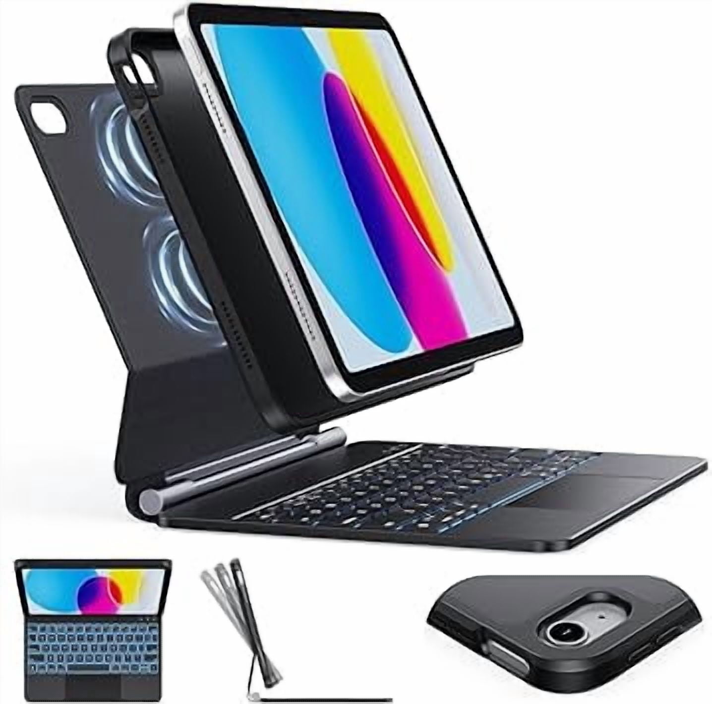 7-color backlit detachable keyboard case with touchpad fits iPad 10th ...