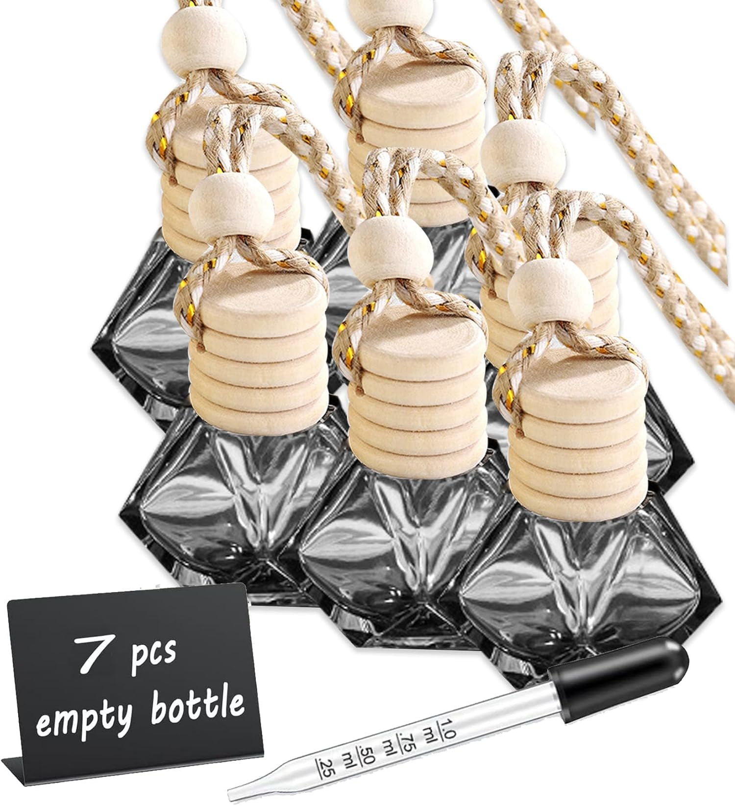 7 count 8ml Air Freshener Diffuser,Empty Black Gradient Glass Essential ...