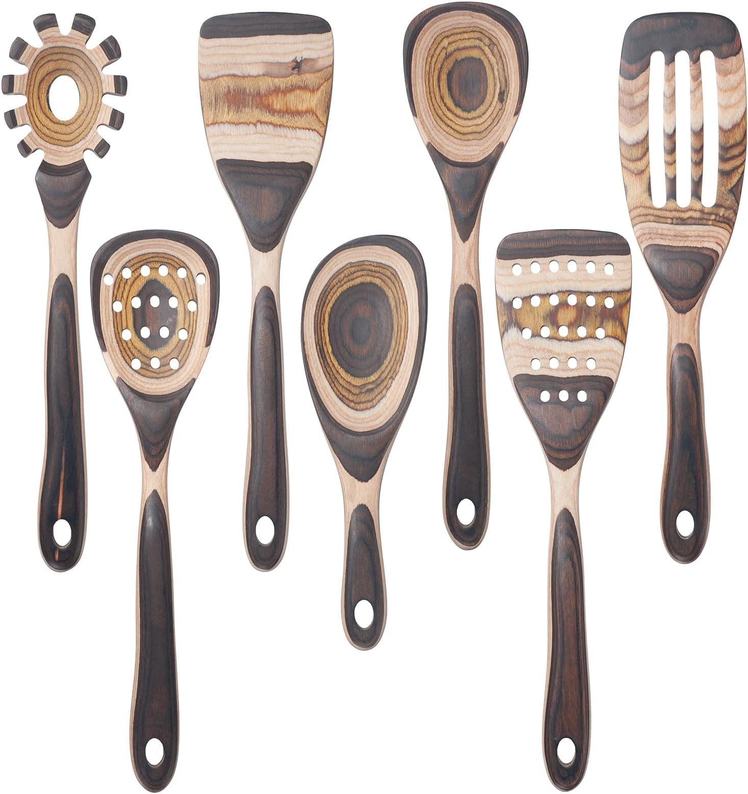 7 count Cooking Utensils Set, Wooden Kitchen Utensil Set for Cooking ...