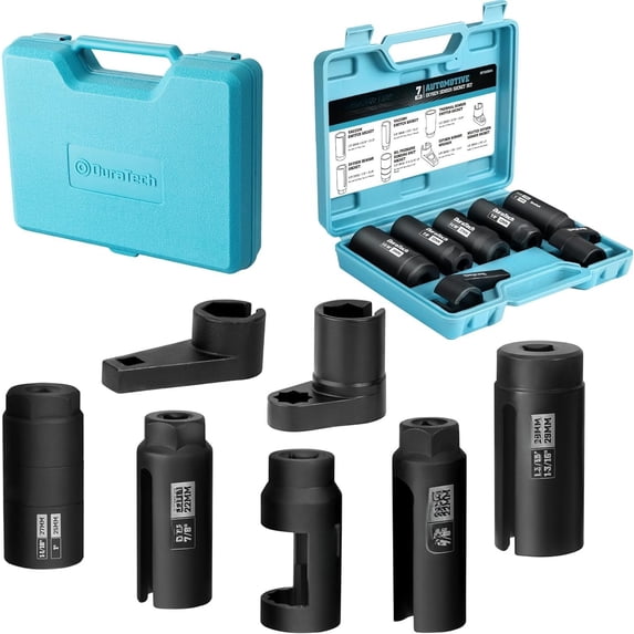 7 count O2 Sensor & Oil Socket Set, 1/2" 3/8" Drive x 22mm (7/8") 27mm ...