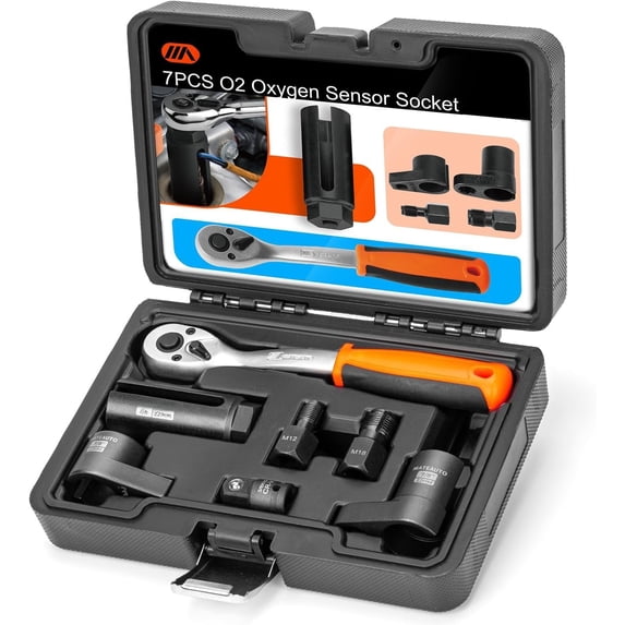 7 count Sensor Socket Set, O2 Sensor Socket and Thread Chaser Set w ...