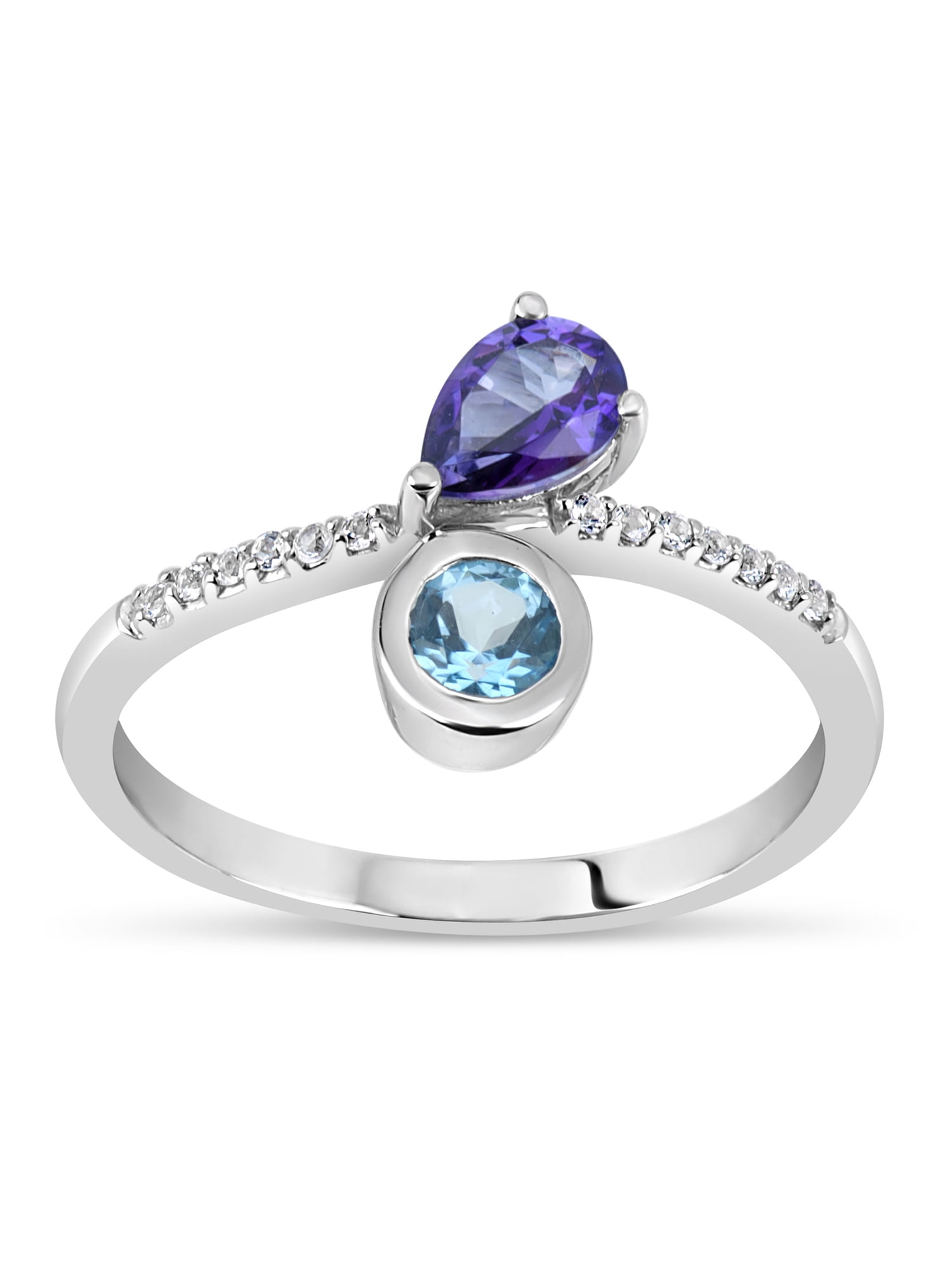 .7 ct Blue White and Purple Topaz Ring in Sterling Silver - Walmart.com