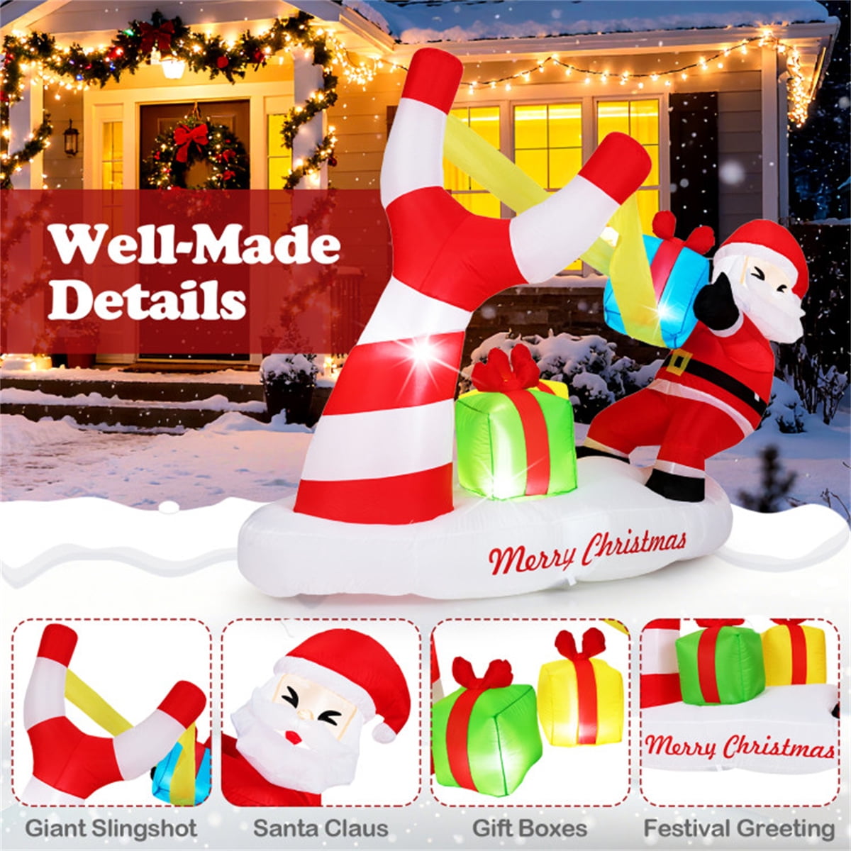7-foot fast inflatable Santa Claus with slingshot Christmas decoration ...