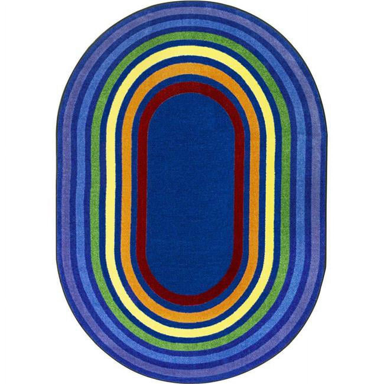 7 ft. 8 in. x 10 ft. 9 in. Rainbow Rings Children Oval Rug Multi Color ...