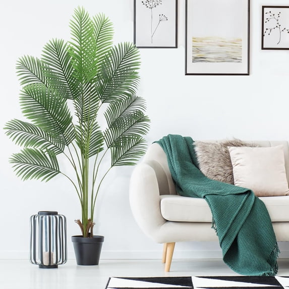 7 ft Artificial Palm Tree, Artificial Areca Palm Plant Fake Faux ...