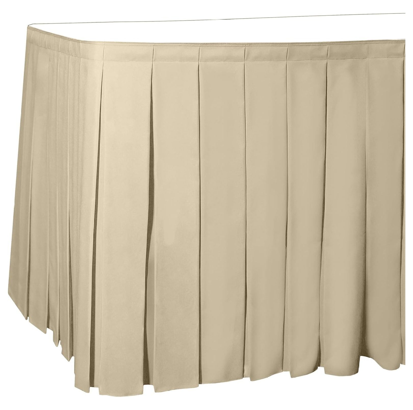 7 ft. Box Pleat Polyester Table Skirt - 36" Counter Serving Height, Tan ...