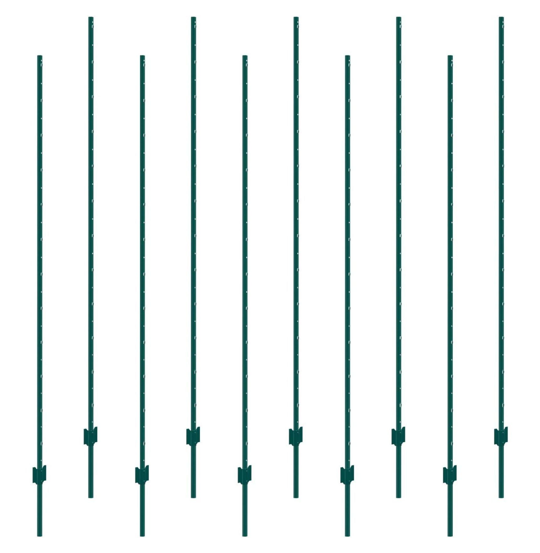 7 ft Fence Post 10 Pack - Heavy Duty Metal T-Post - Q235 Steel Green ...