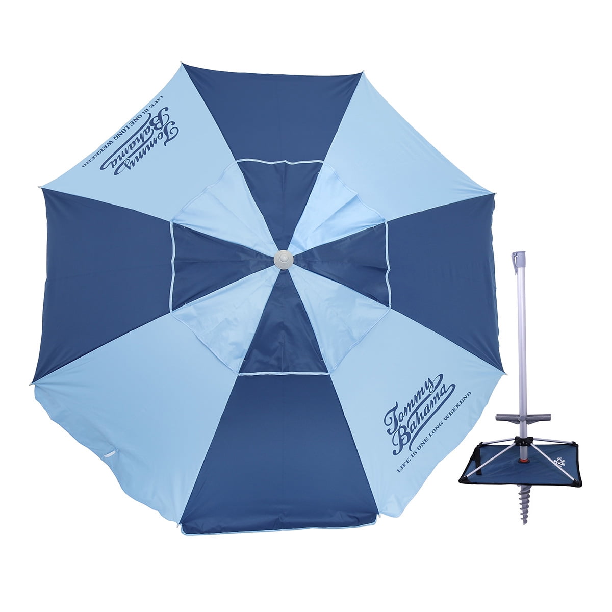 Tommy Bahama 7ft Beach Umbrella with UPF 50+, Tilt, Folding Base ...