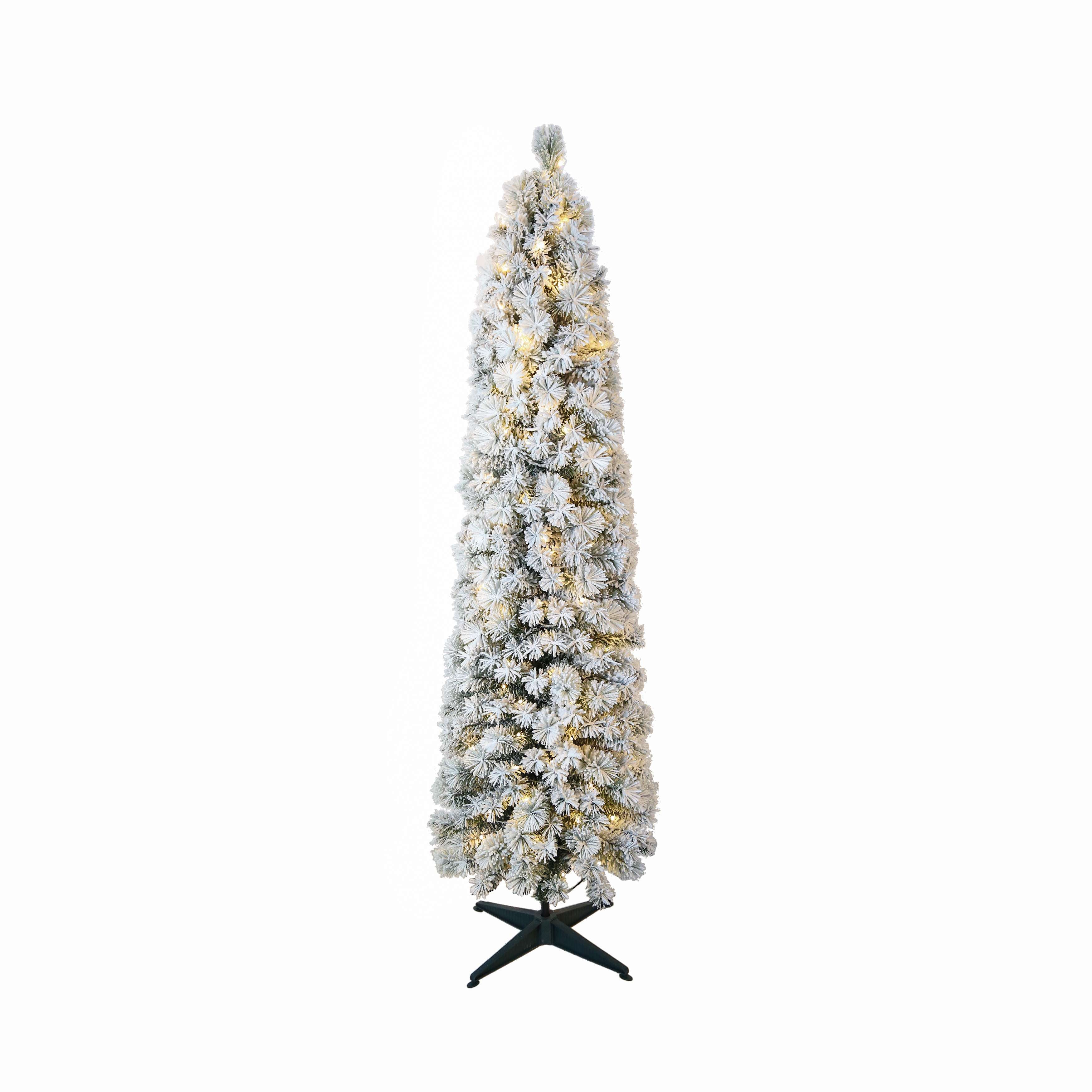 7 ft Pre-Lit Flocked Colorado Artificial Christmas Tree with 190 Warm ...
