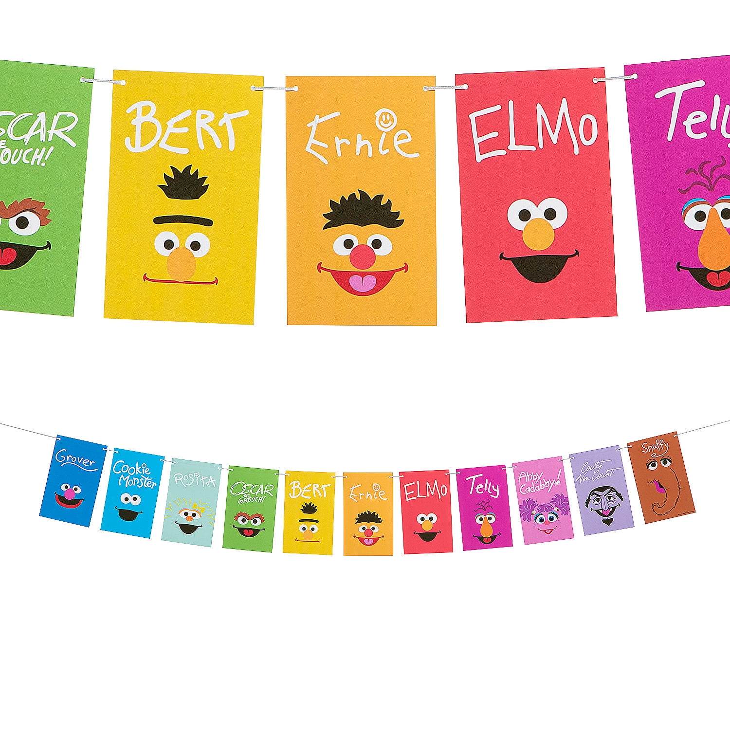 7 ft. Sesame Street Characters Cardstock Hanging Garland Decoration ...