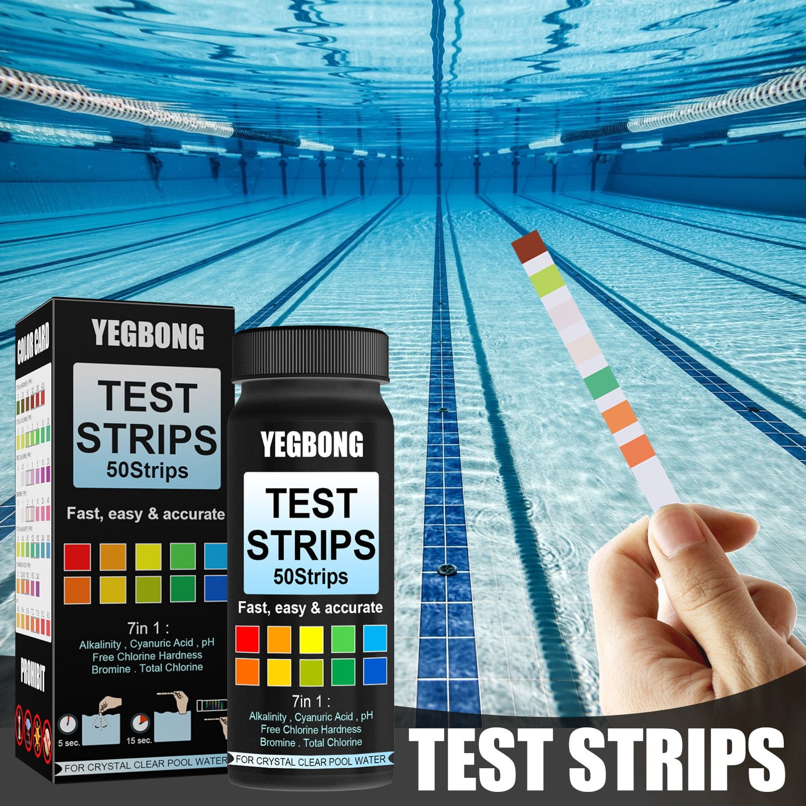 7-in-1 Accurate Pool Test Strips - 150 Hot Tub Spa Test Strips - Quick ...