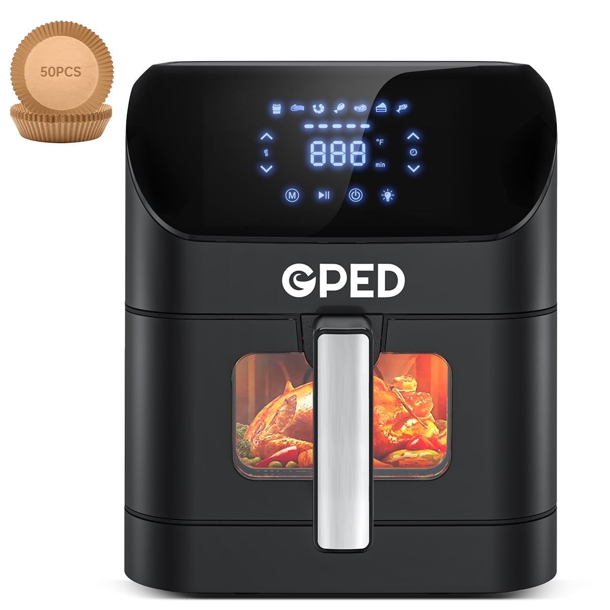 GPED 7.5 QT Air Fryer, Clear Window Design, 360Â° Air Circulation, 8 ...