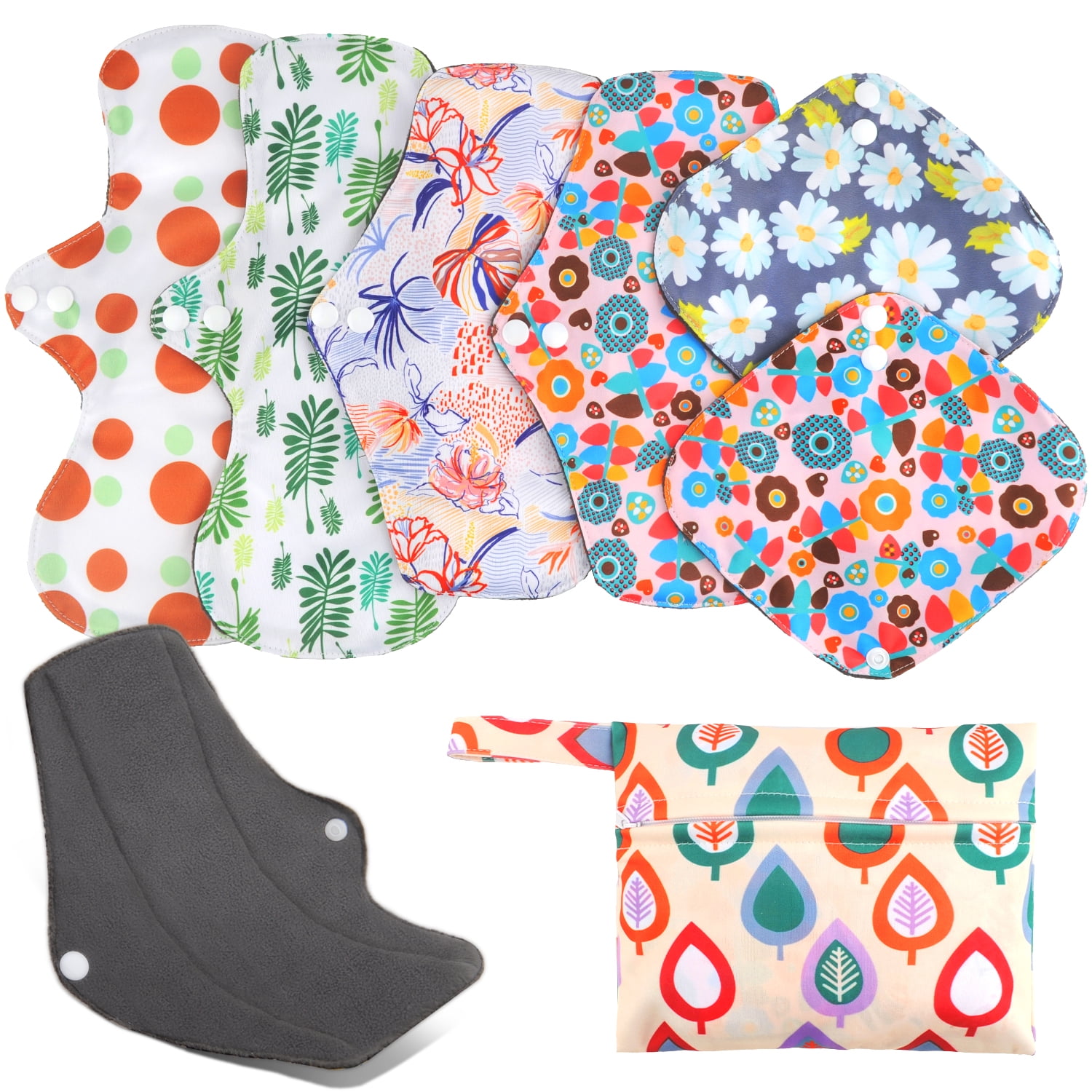 7 in 1 Bamboo Charcoal Reusable Menstrual Pads - Reusable Sanitary Pads ...