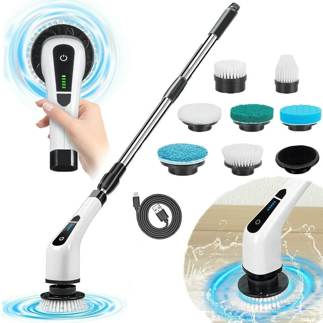 7-in-1 Telescoping Extendable Motorized Handheld Electric Brush Spin ...