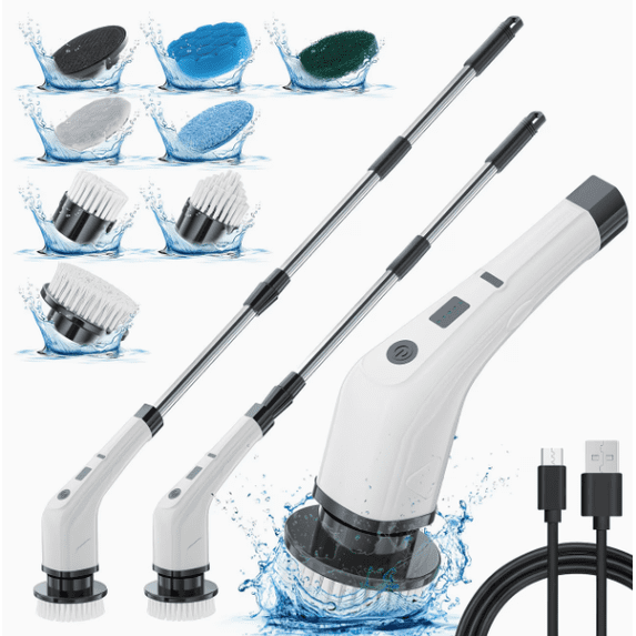 7-in-1 Electric Cleaning Brush, Cordless Telescopic Scrubber with 7 ...