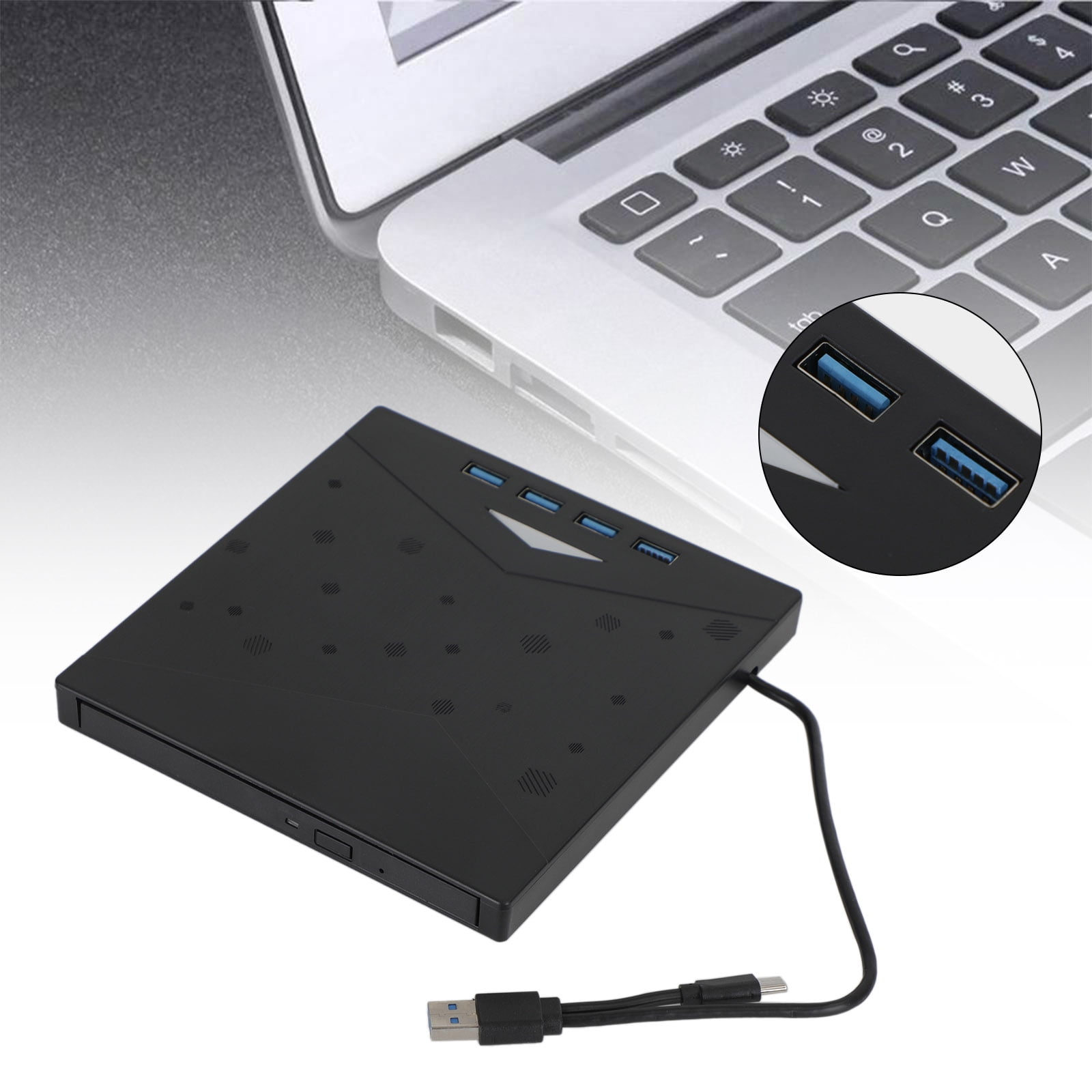 7 in 1 External CD/DVD Burner Drive USB 3.0 Type-c Type A CD-ROM Laptop ...