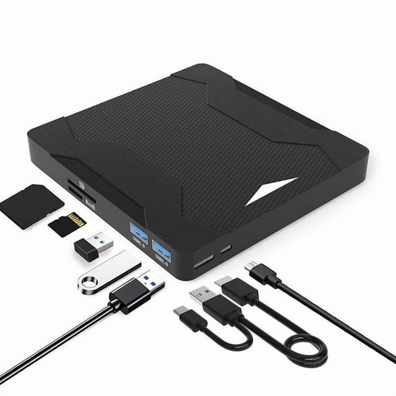 7-in-1 External Optical Drive CD DVD -/+RW Player with USB 3.0 Type-C ...