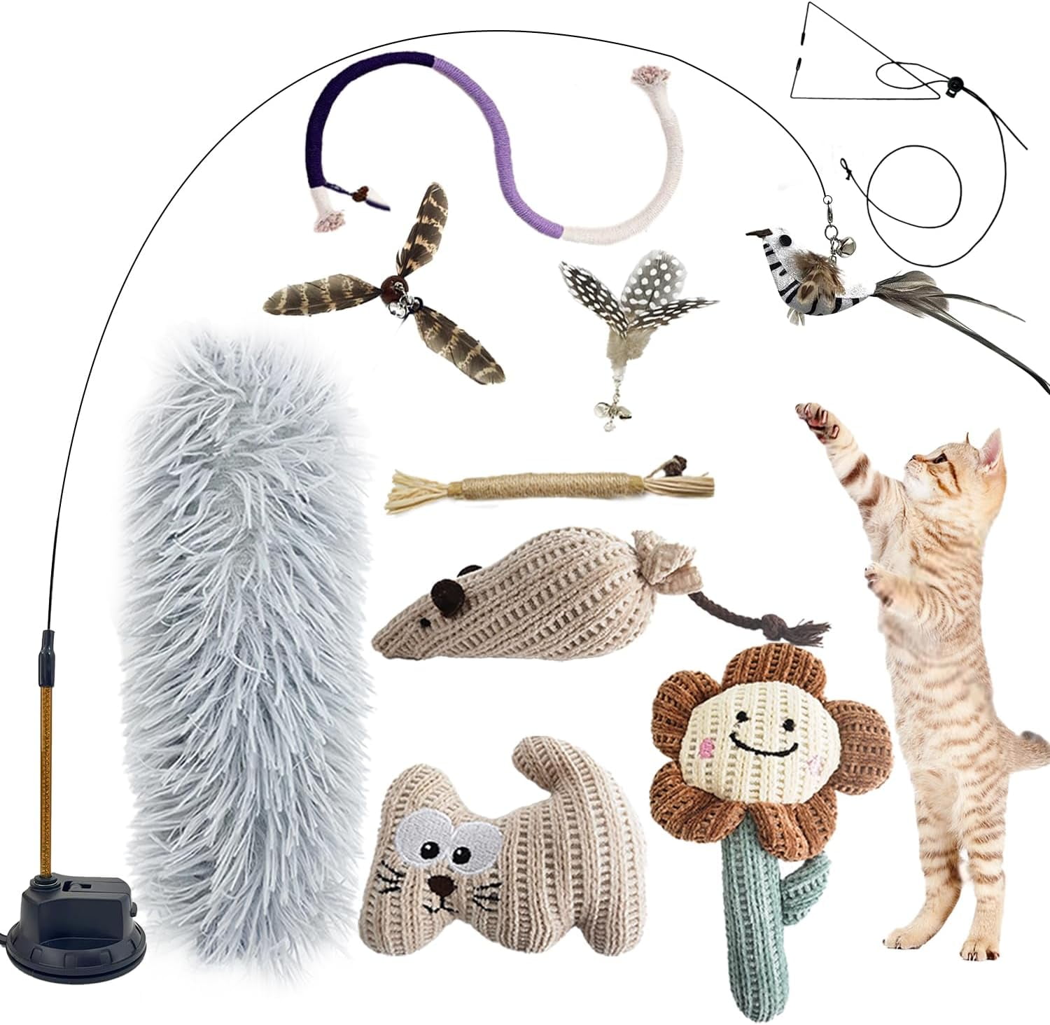 7-in-1 Interactive Toys for Indoor s with Washable Adhesive Suction Cup, Hanging Toys ...