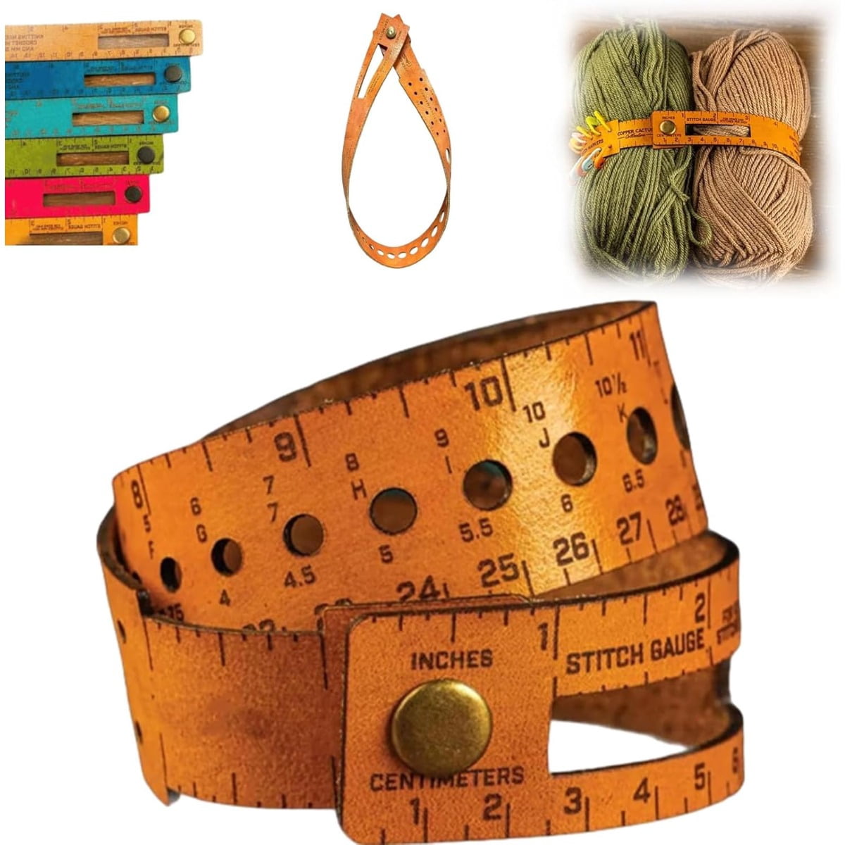 7-in-1 Leather Measuring Tool, Multifunctional Leather Metric 18" Wrist ...