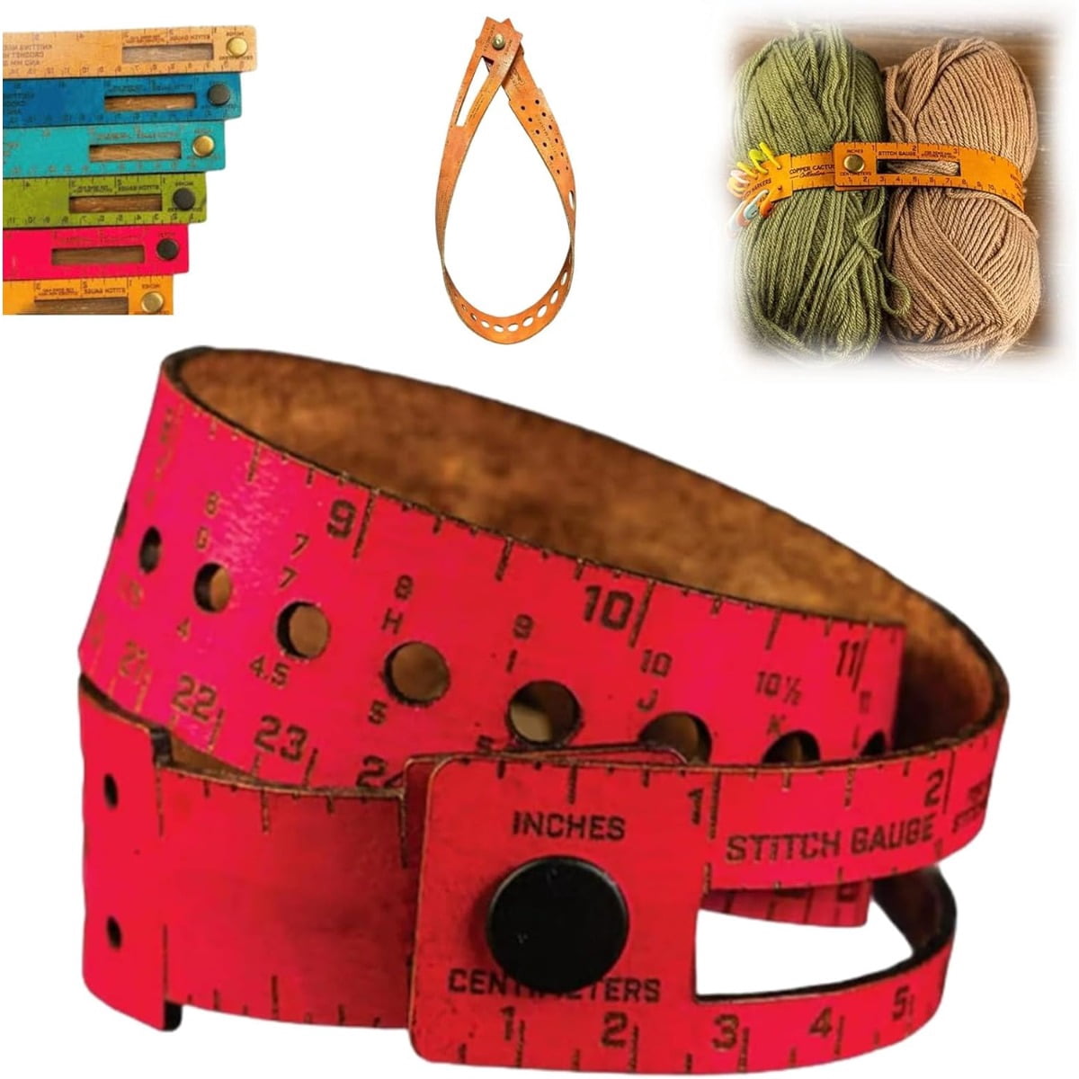 7-in-1 Leather Measuring Tool, Multifunctional Leather Metric 18" Wrist ...