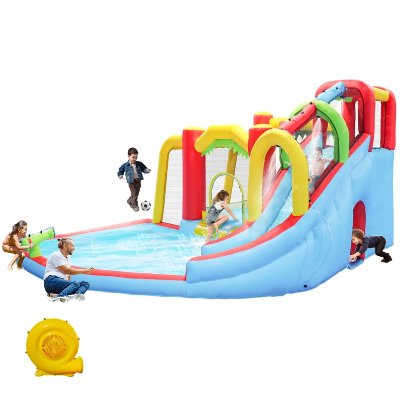 7-in-1 Mega Outdoor Inflatable Water Park: Slide, Soccer Bouncer ...