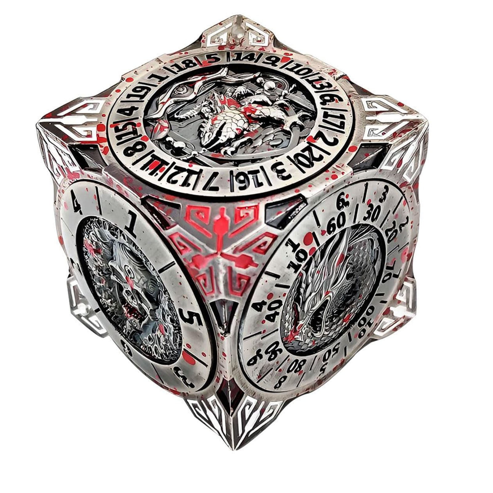 7-in-1 Metal Dice Set with 3D Relief for D&D RPG Games, Rotating Collector Dice in Gift Box ...