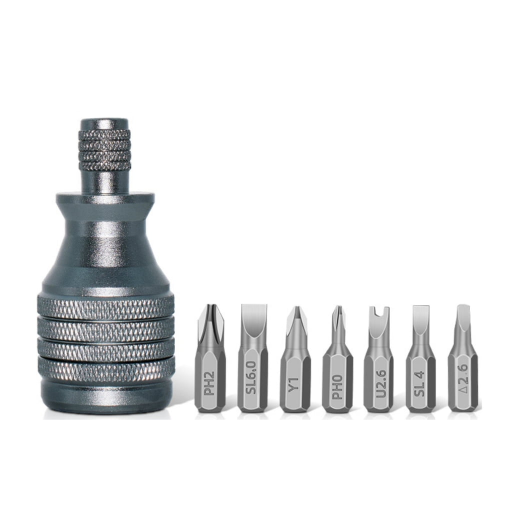 7 in 1 Mini Aluminum Screwdriver 1/4inch Magnetic Crossing Screw Bit ...