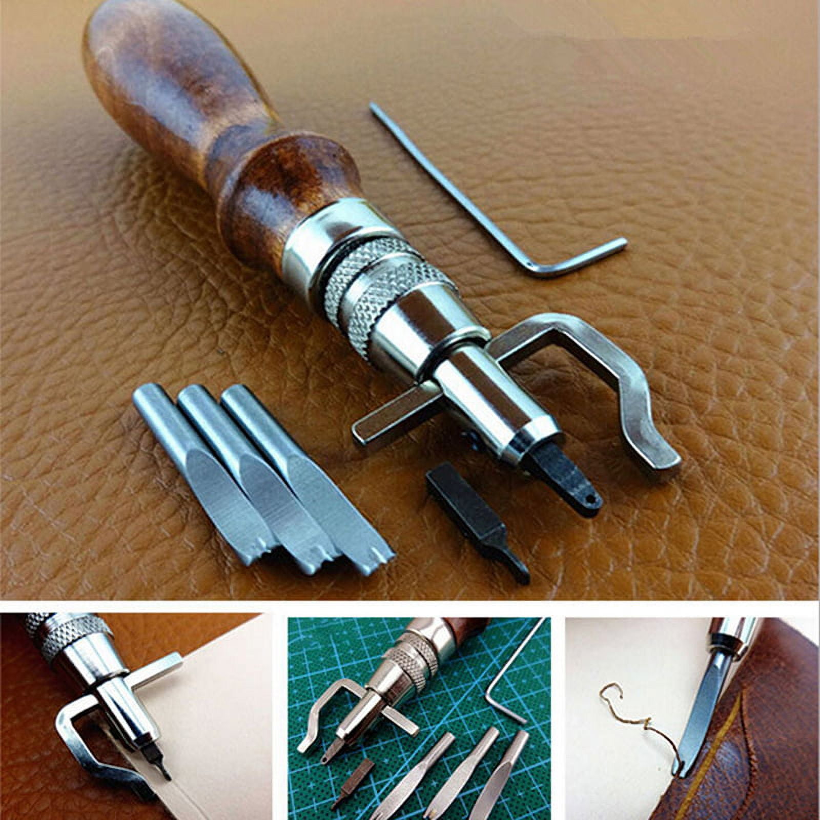 7 in 1 Multipurpose Leather Craft Tool Sew&Crease Leather Edge Beve AL ...