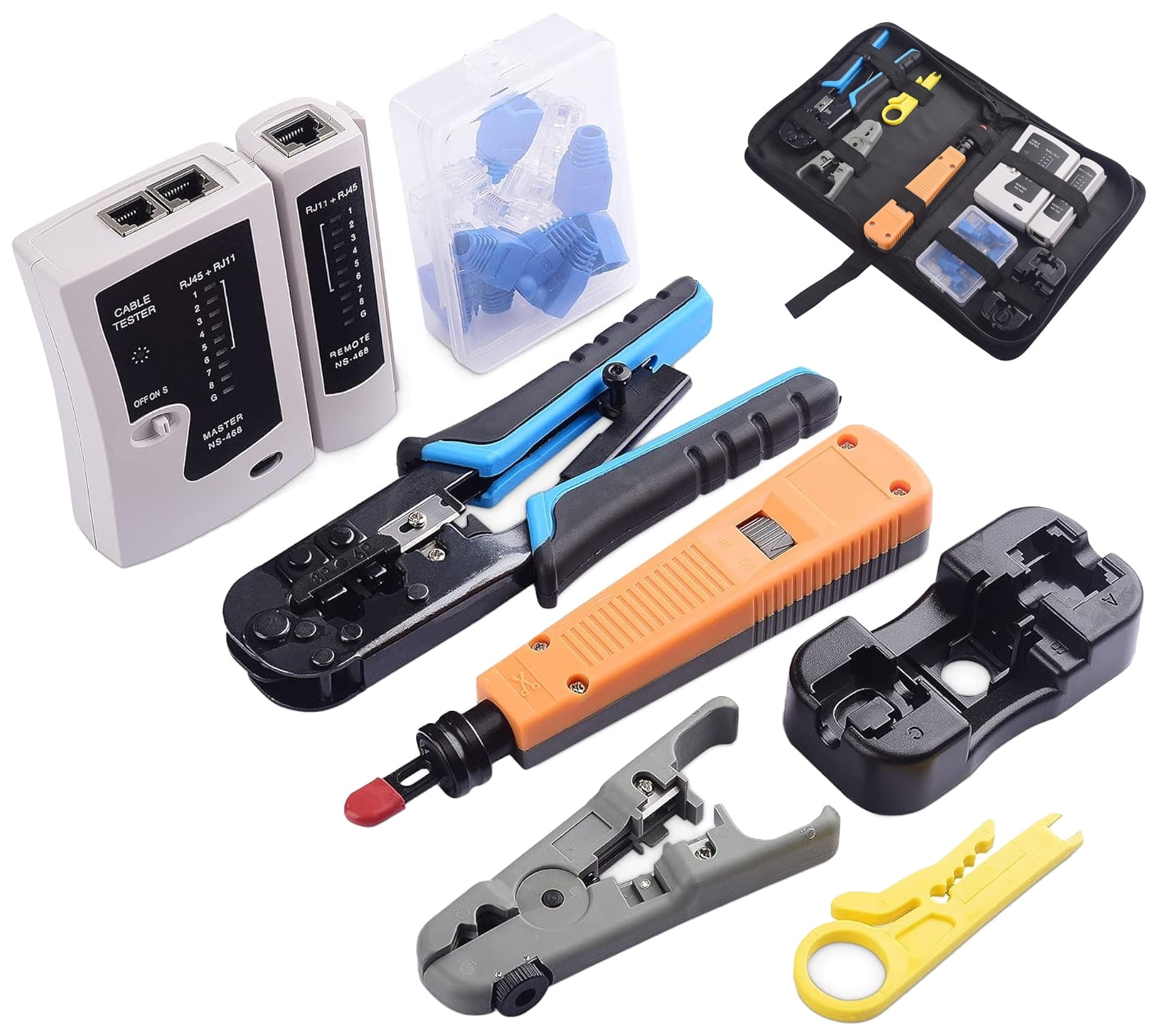 7-in-1 Network Toolkit with RJ45 Ethernet Crimping Tool, Punch Down ...