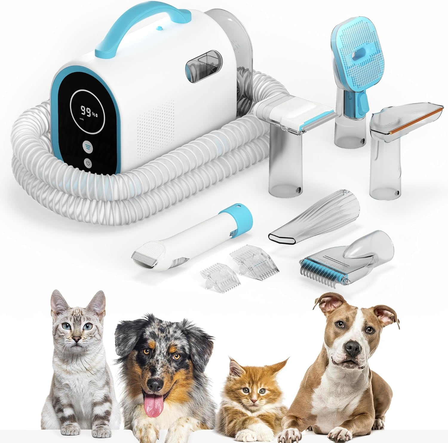 7-in-1 Pet Grooming Vacuum Kit for Dogs & Cats, Low-Noise Pet Hair ...