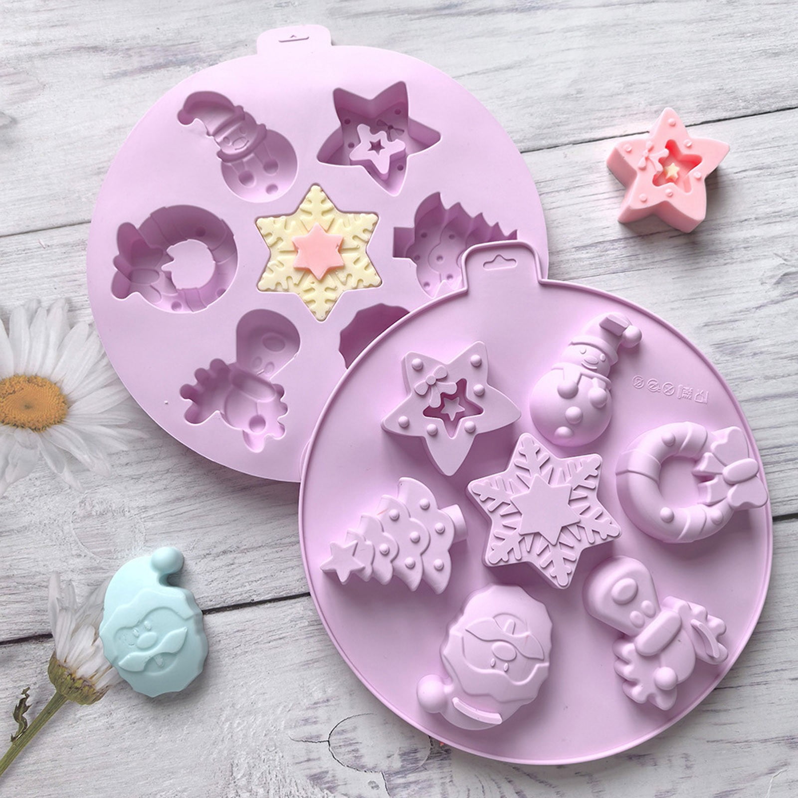 7-in-1 Silicone Mold Set – Snowman, Christmas Tree, Chocolate, Biscuit ...
