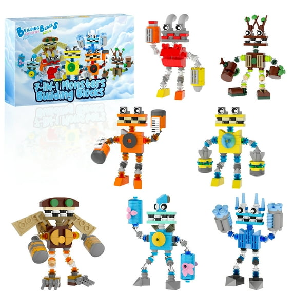 7-in-1 Sing Monsters Building Blocks, 7 Packs Music Game Monster ...