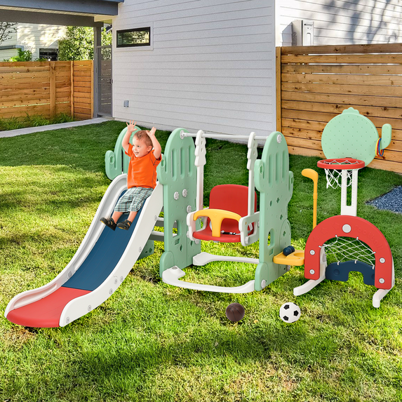 7 in 1 Slide and Swing Set, Kids Playset with Climbing Ladder, Swing ...