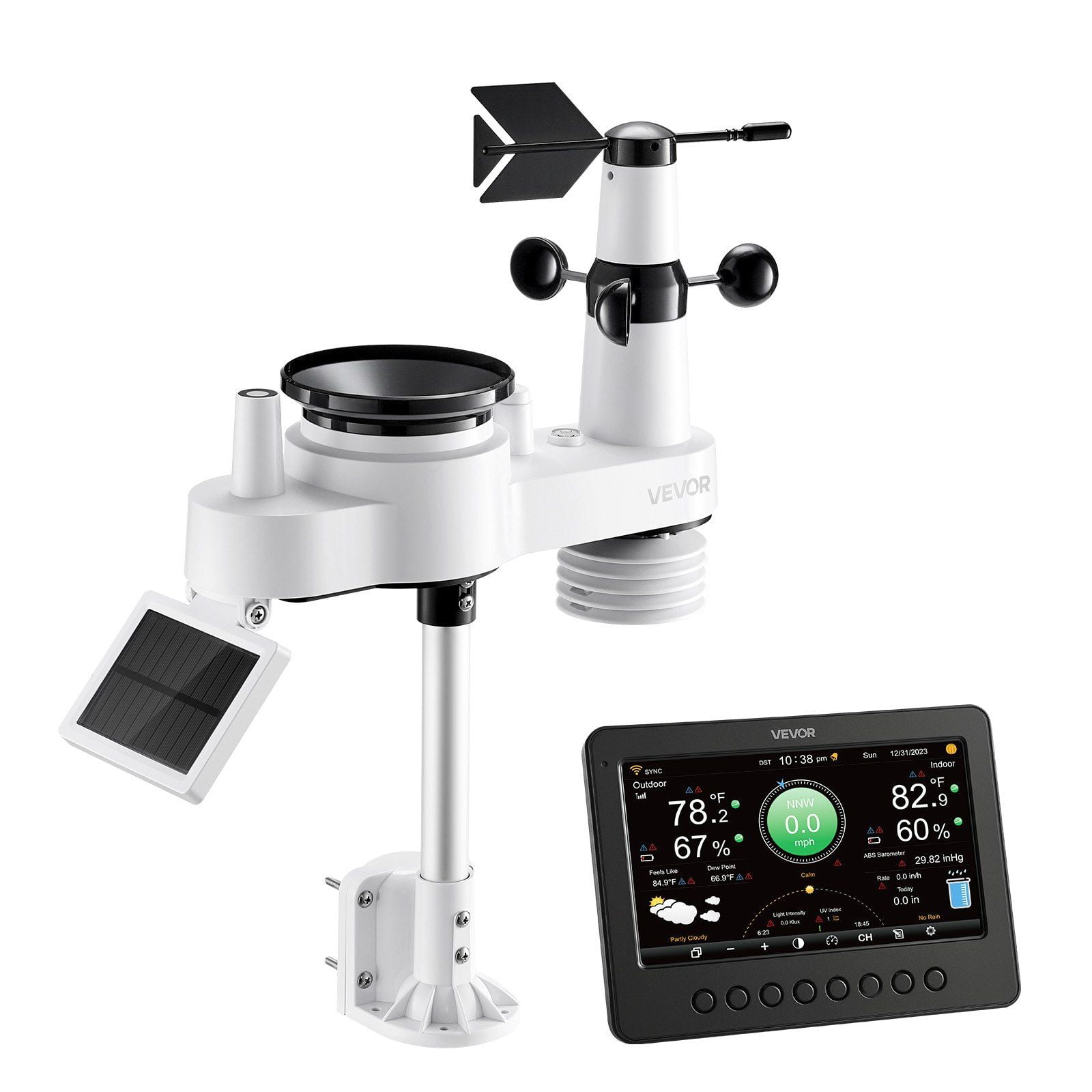 7-in-1 Solar Wi-Fi Weather Station 7-Inch TFT Screen, Wireless Outdoor ...