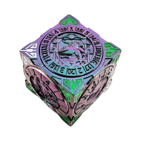 7-in-1 Spinning Metal Dice Set - Premium Alloy RPG Dice with 3D Fantasy Engravings, Multi ...