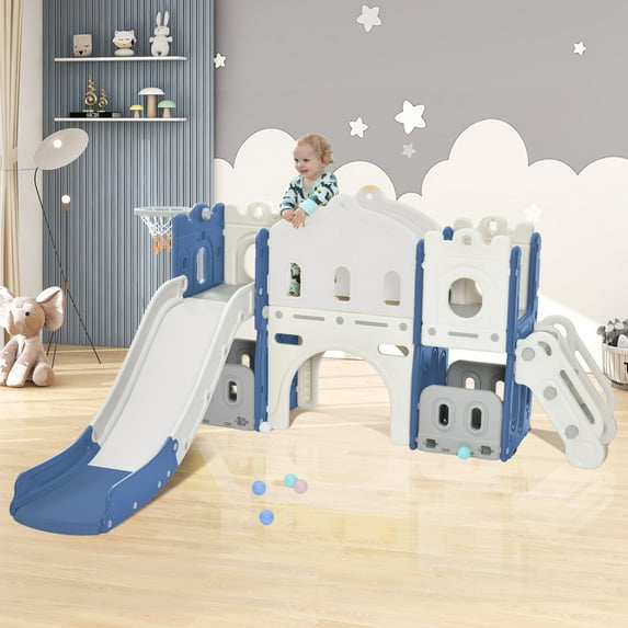 7-in-1 Toddler Indoor and Outdoor Castle Playset,Freestanding Castle ...