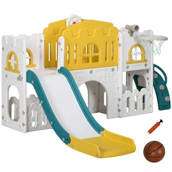 7-in-1 Toddler Slide, Multi-Activity Kids Playset for Ages 1-3, with ...