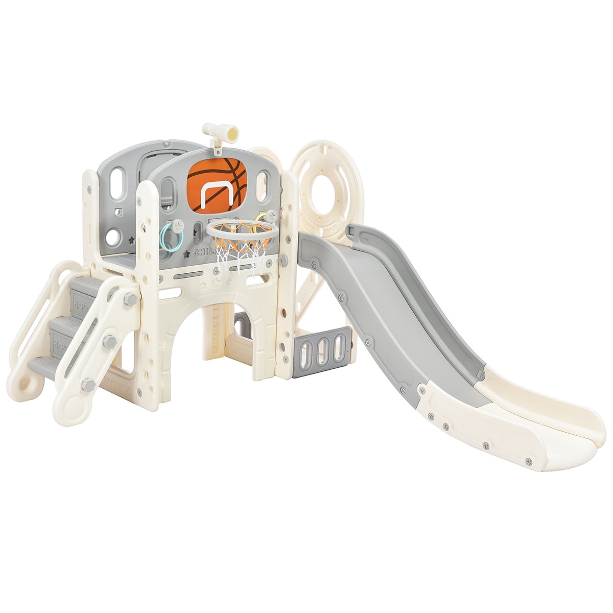 7-in-1 Toddlers Slide Climber Playset, Freestanding Castle Climbing ...