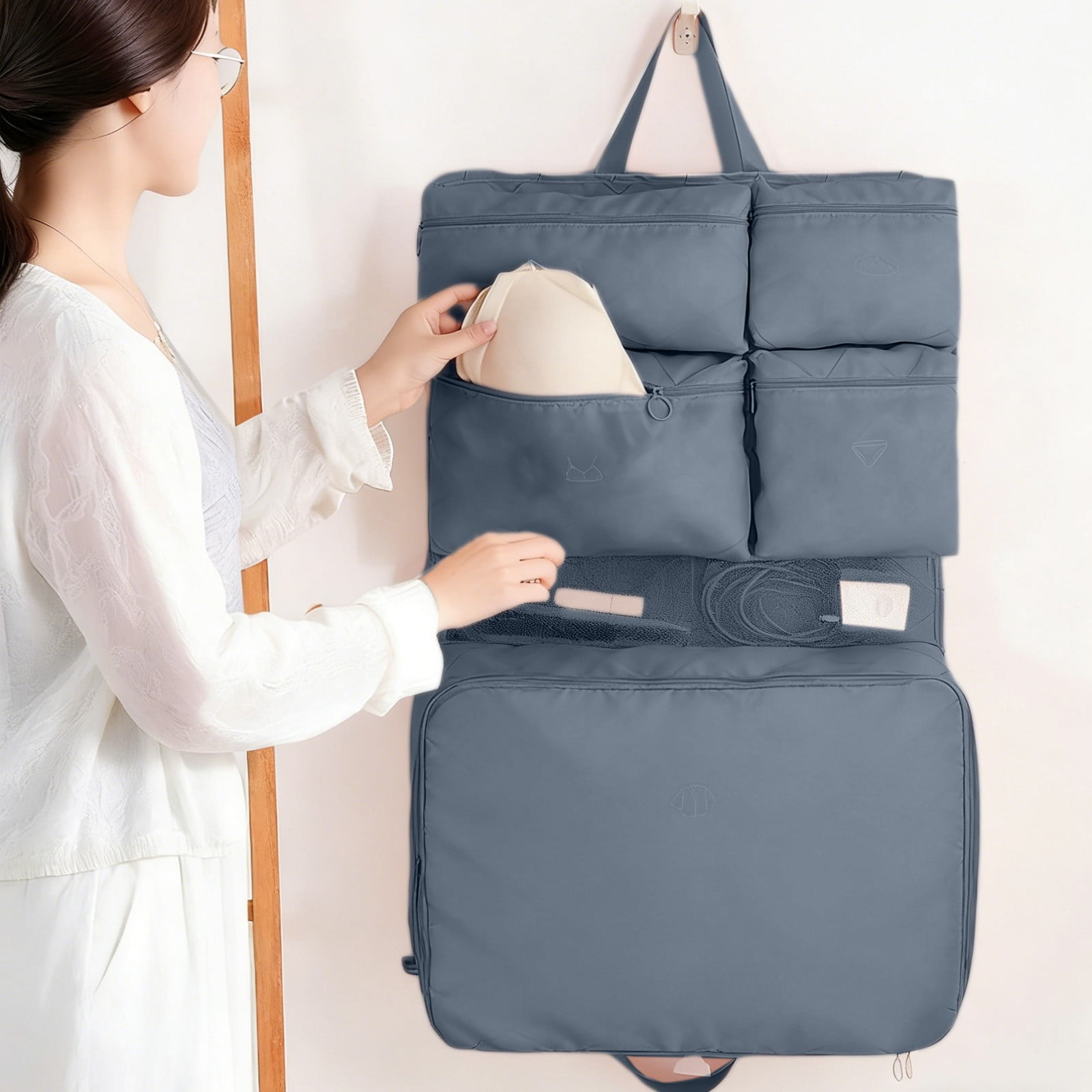 7-in-1 Travel Storage Bag, Foldable Hanging Packing Cube with ...