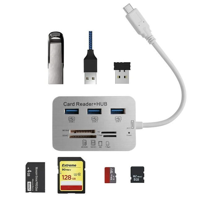 7-in-1 USB C Hub Adapter hunderbolt 3 USB SD Micro Memory Reader Holder ...