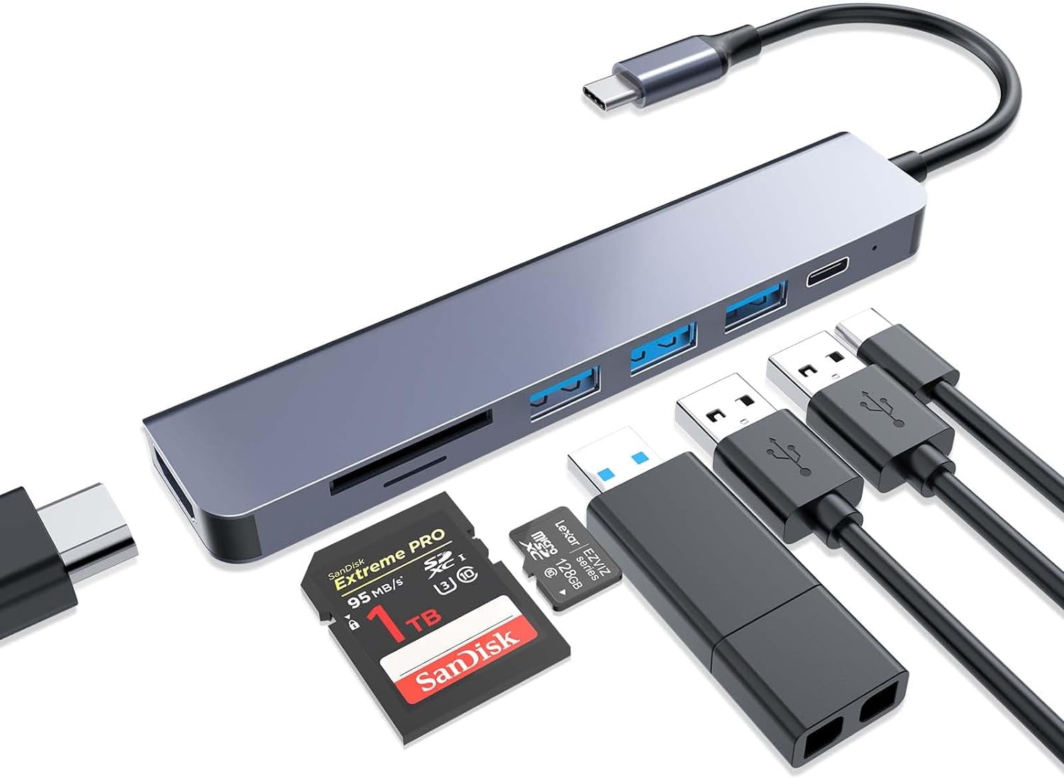 Usb C Hub Card Reader Aluminum Usb 3 1 Hub With Sd Tf Card Reader And 3 Usb 3 0 Ports