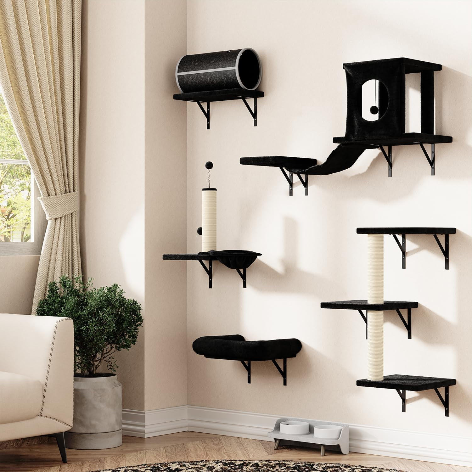 7-in-1 Wall Mounted Cat Climber Set, Cat Furniture Set, Cat Climber ...