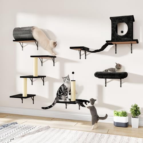 7-in-1 Wall Mounted Cat Climber Set, Cat Wall Furniture, Cat Climber ...
